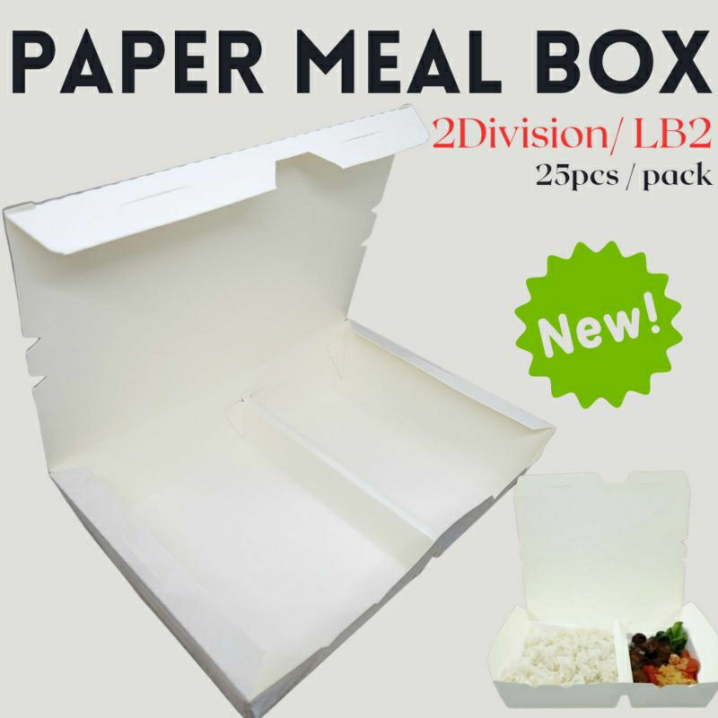 Lunch Box 2division LB2 Takeout Meal Box White 25pcs per pack | Shopee ...