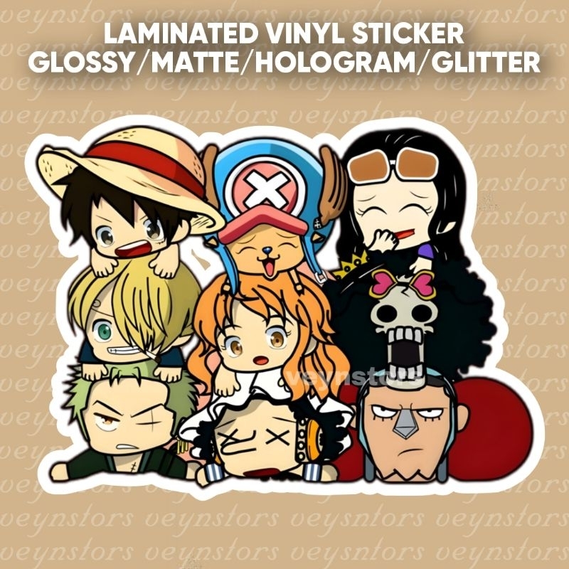 STRAW HAT PIRATES CHIBI • LAMINATED VINYL STICKER | Shopee Philippines