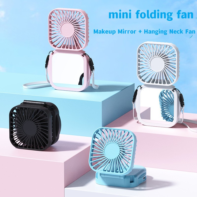 New makeup mirror fan folding handheld small fan outdoor student ...