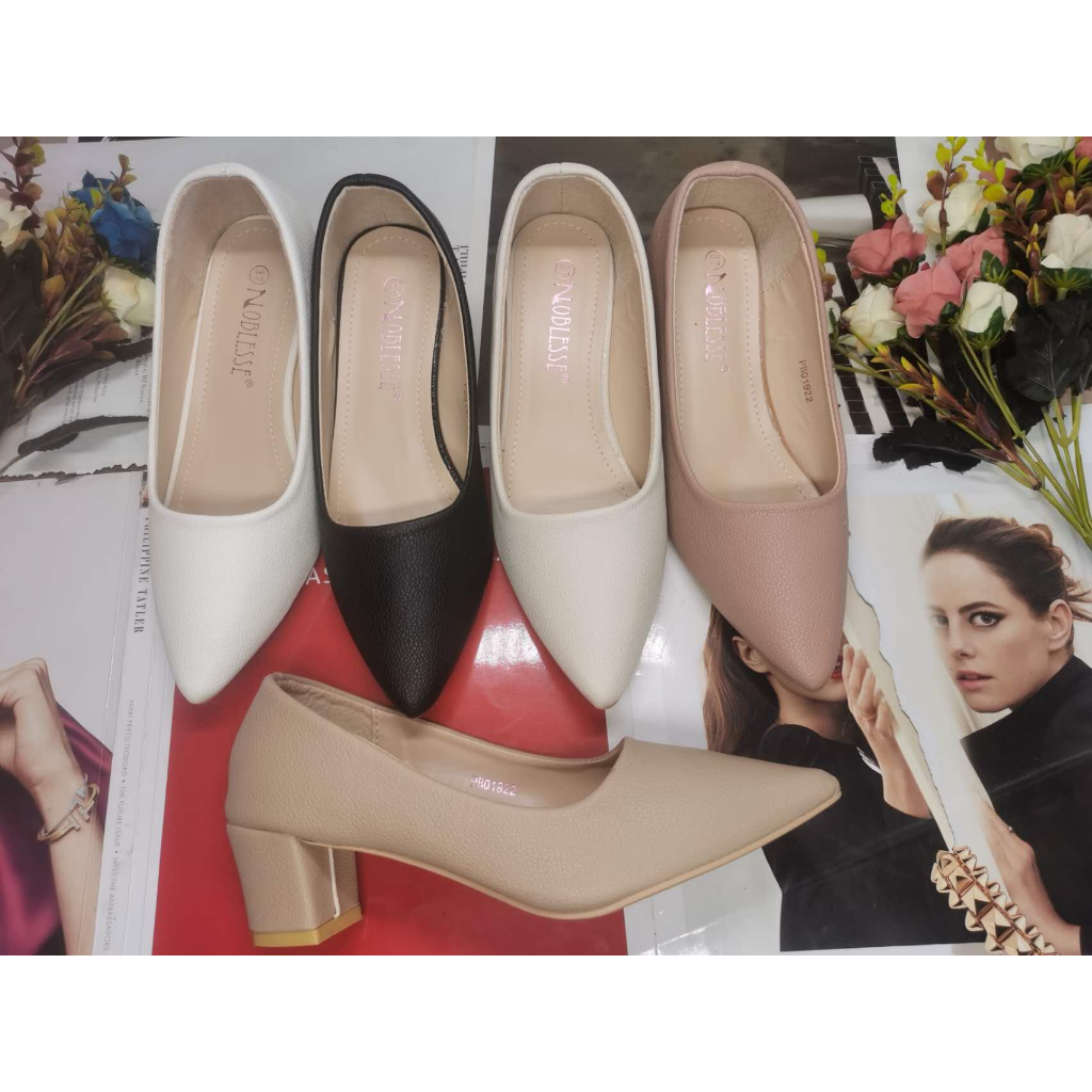 Women Pointed Toe Block Heel Shoes Korean Black School Office Work ...