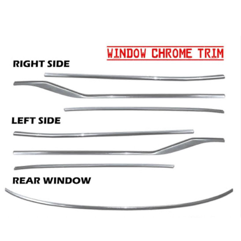 WINDOW TRIM STAINLESS CHROME TOYOTA FORTUNER 2016 2017 2018 2019 2020 ...