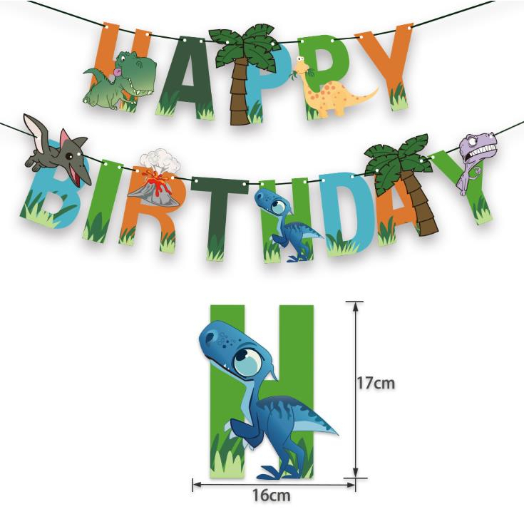 Dinosaur theme parties decorative paper flag banner dinosaur birthday ...