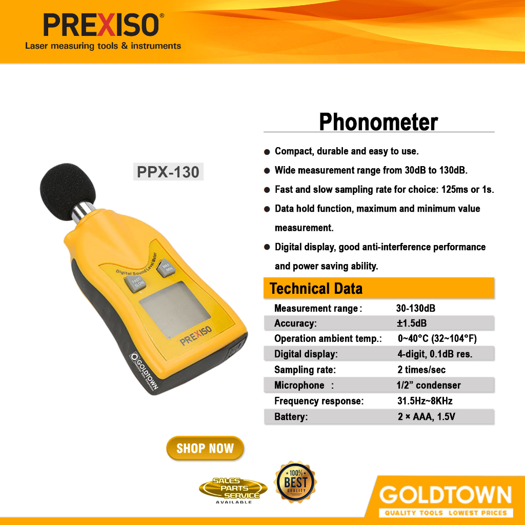 PREXISO - Phonometer PPX-130 Original Measuring Tools & Instruments ...