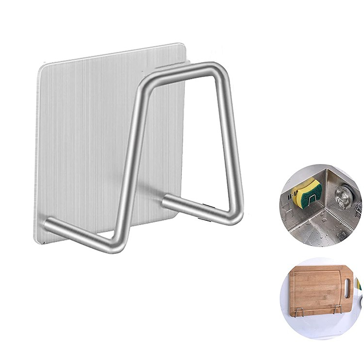 Kitchen Stainless Steel Sink Sponges Holder Self Adhesive Drain Drying Rack Kitchen Wall Hooks ...