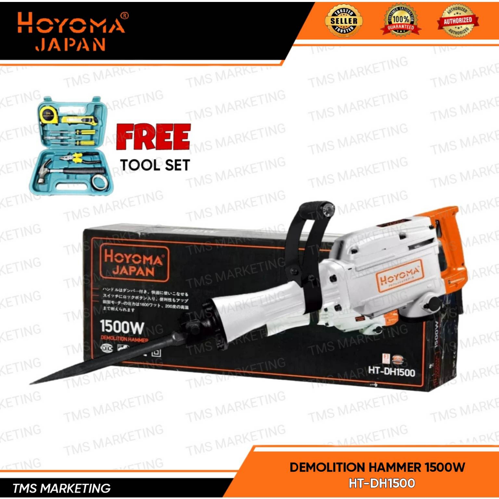 HOYOMA JAPAN 1500W Demolition Hammer HT-DH1500 with FREE TOOLSET ...