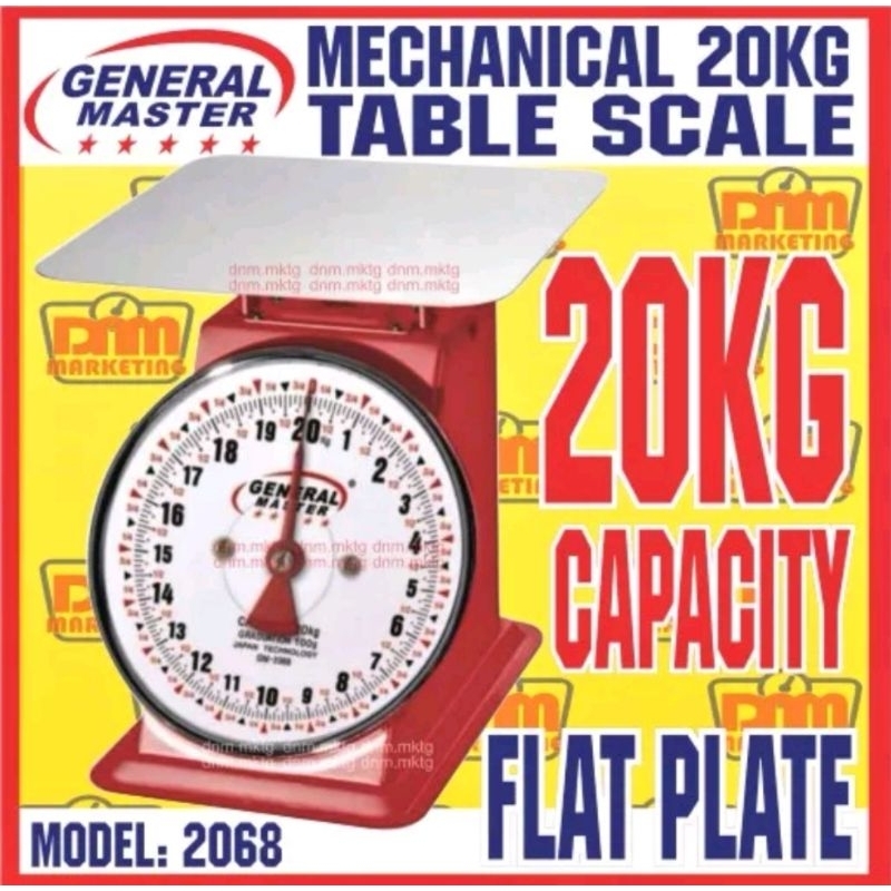GENERAL MASTER TABLE SCALE 20KG (FLAT) - MECHANICAL SCALE | Shopee ...