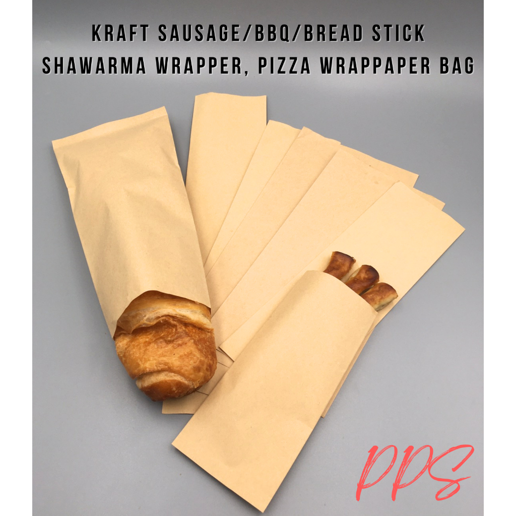 [100pcs] Kraft Sausage/BBQ/Bread Stick/Waffle Shawarma Wrapper Pizza ...