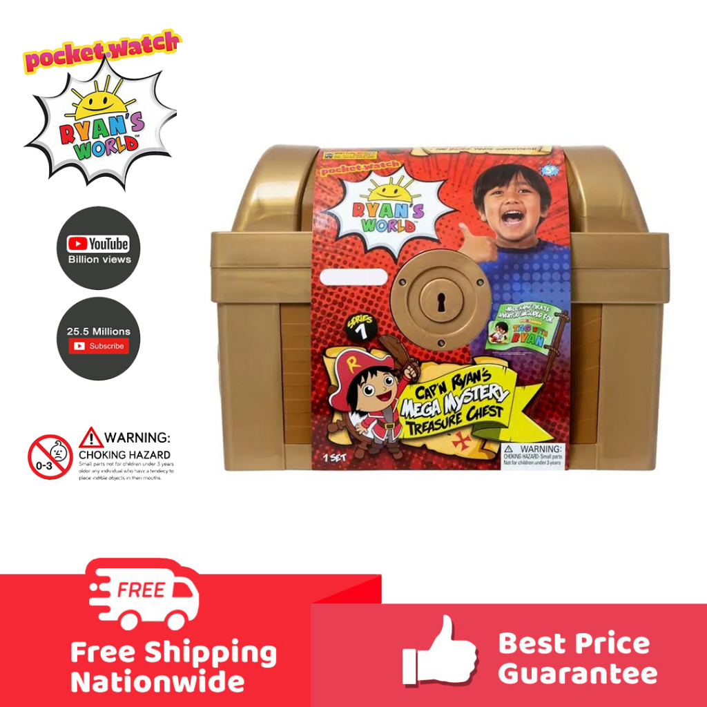 Ryan's World Gold Mega Mystery Surprise Treasure Chest Toy | Shopee ...