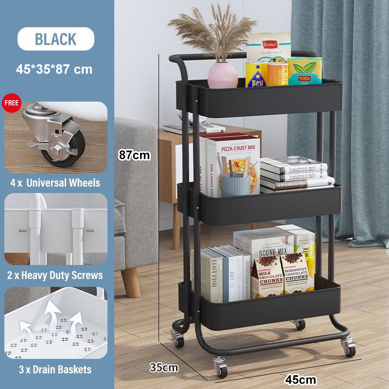 4 Tier Trolley Cart Organizer With Wheels kitchen Trolley Organizer for ...