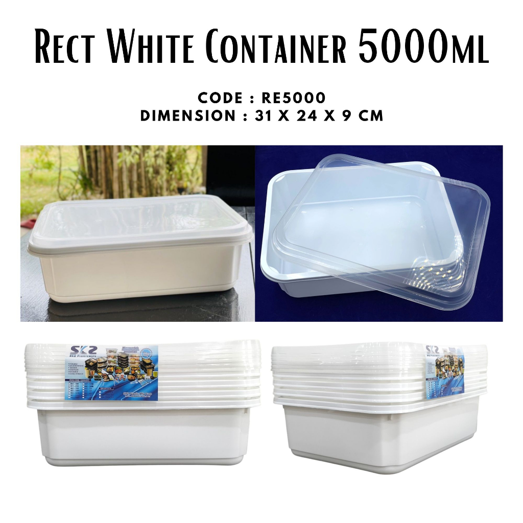 Microwavable Rectangular Food Container RE5000 / 5000ml Rectangular ...