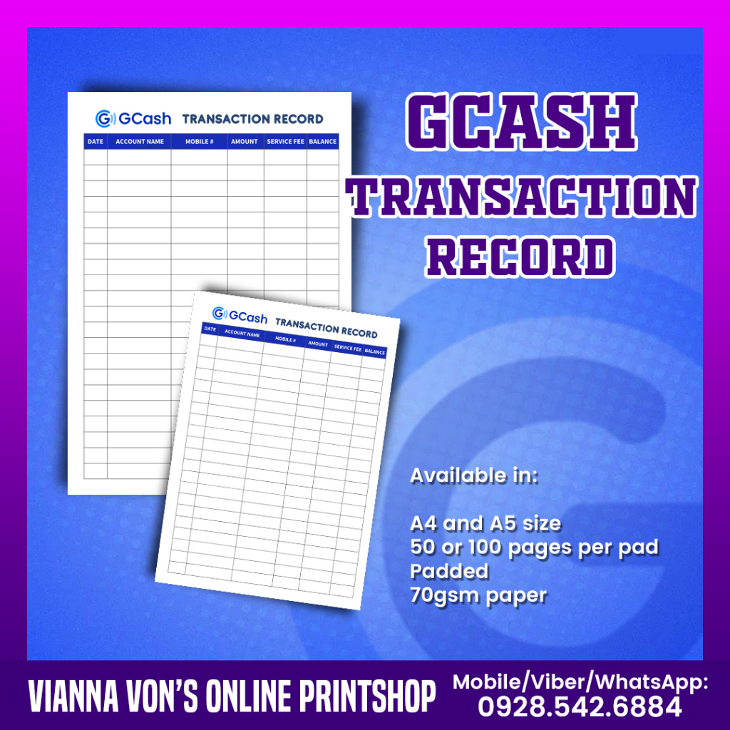 Gcash Transaction Record 100 pages A4 | Shopee Philippines