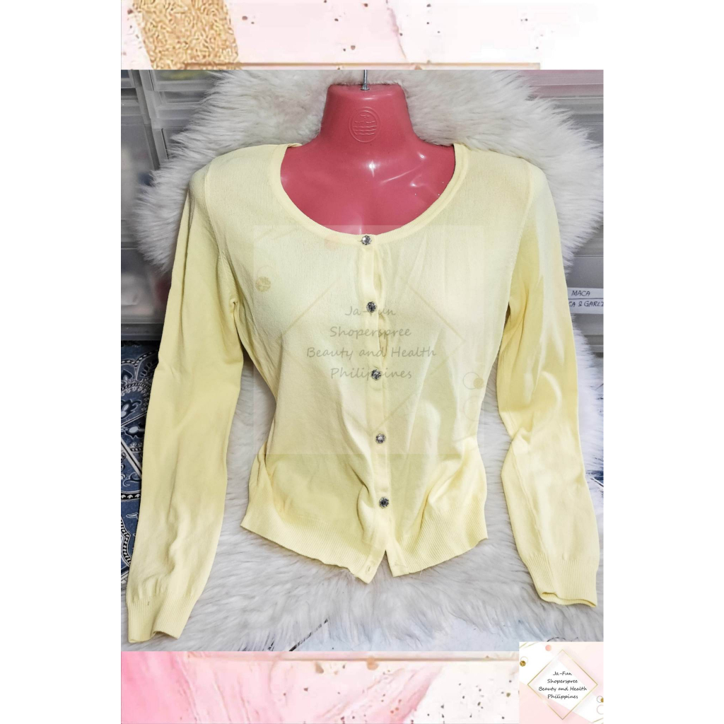PRE-LOVED BRANDED YELLOW BUTTON KNITTED CARDIGAN ( INGNI BRAND ) JAPAN ...