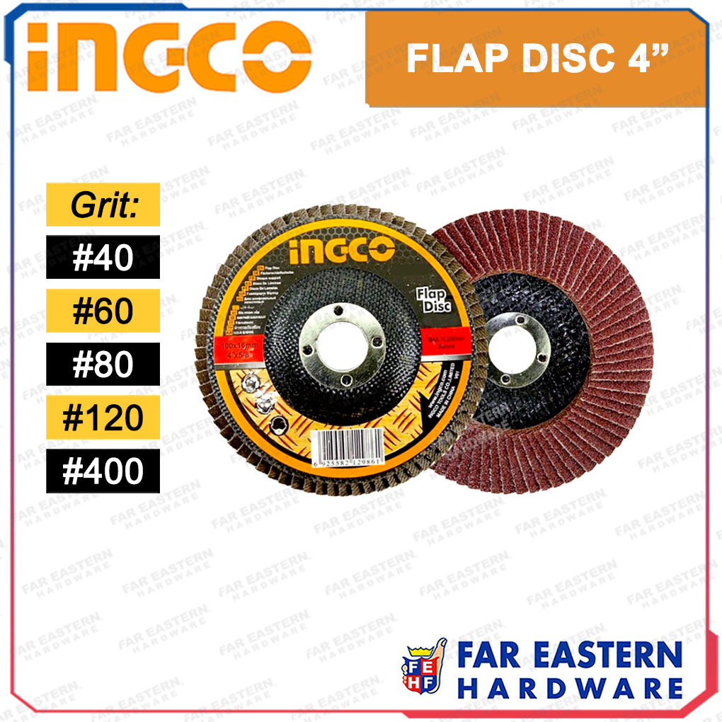 INGCO Flap Disc 4" Grit 40 | 60 | 80 | 120 | 400 INAC | Shopee Philippines