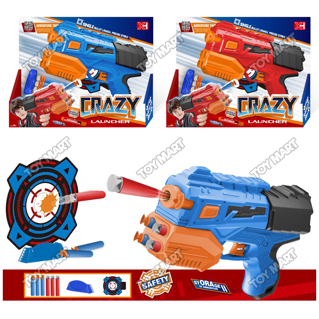 Crazy Launcher Soft Bullet Blaster Toy Gun With Target and 6 bullets ...