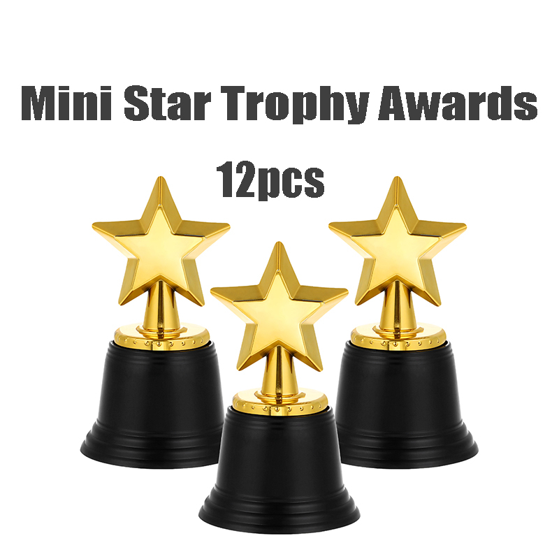 12Pcs/set Golden Mini Star Trophy Awards Trophies For Party Celebrations Ceremony Appreciation ...