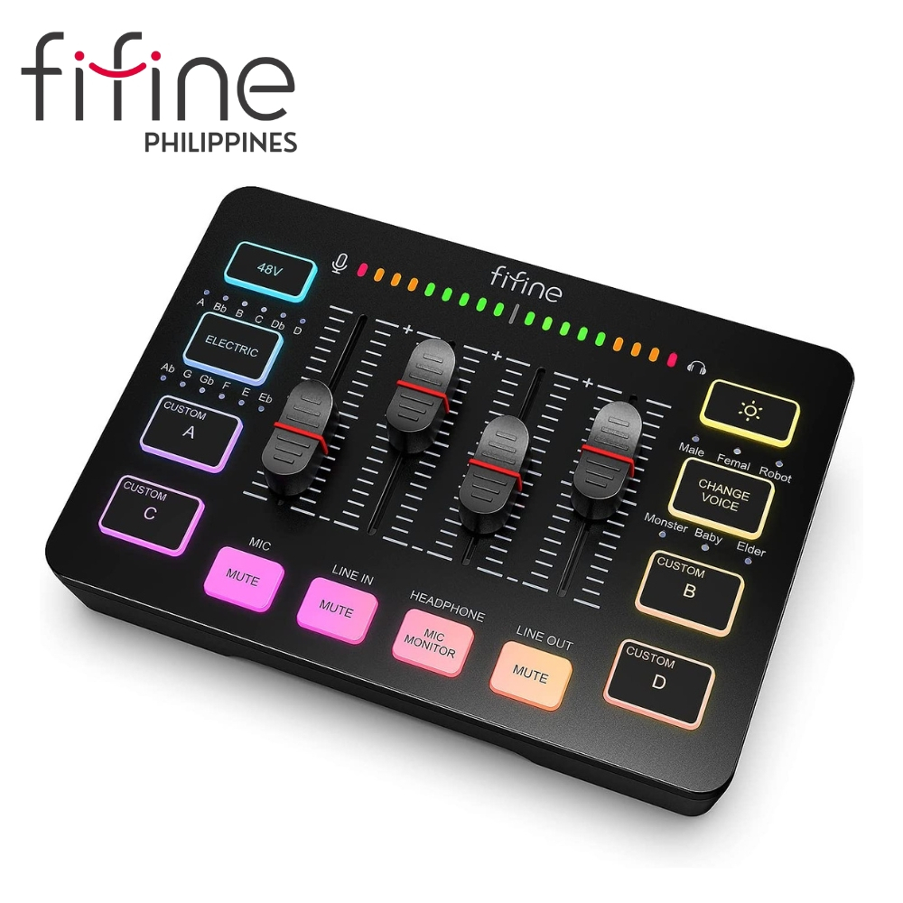 FIFINE AmpliGame SC3 Gaming Audio Mixer, Streaming RGB PC Mixer with ...