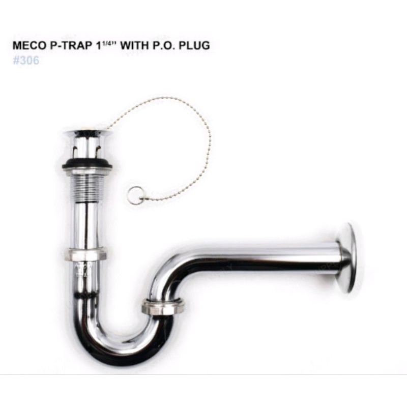 MECO TUBULAR P-TRAP BRASS CHROME PLATED FINISH #305(1-1/4), #306(WITH P ...