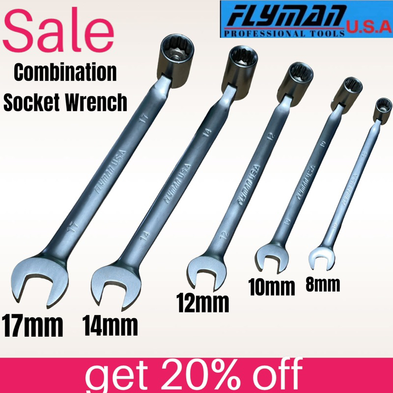 Combination Socket Wrench 8-17mm Spanner Flexible Open & Socket Wrench ...