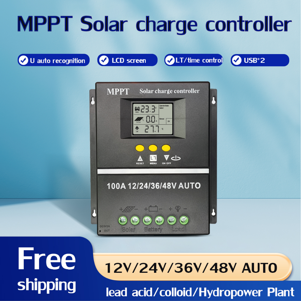 MPPT Solar Controller 30A/ 60A/80A/100A 12V 24V 36V 48V with LCD Screen ...