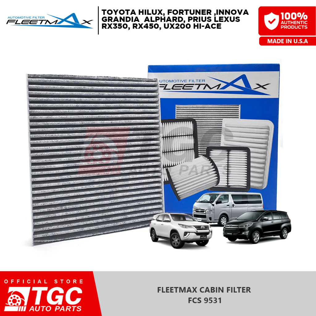 Fleetmax Cabin Filter W CHARCOAL TOYOTA HILUX FORTUNER ,INNOVA HI-ACE ...