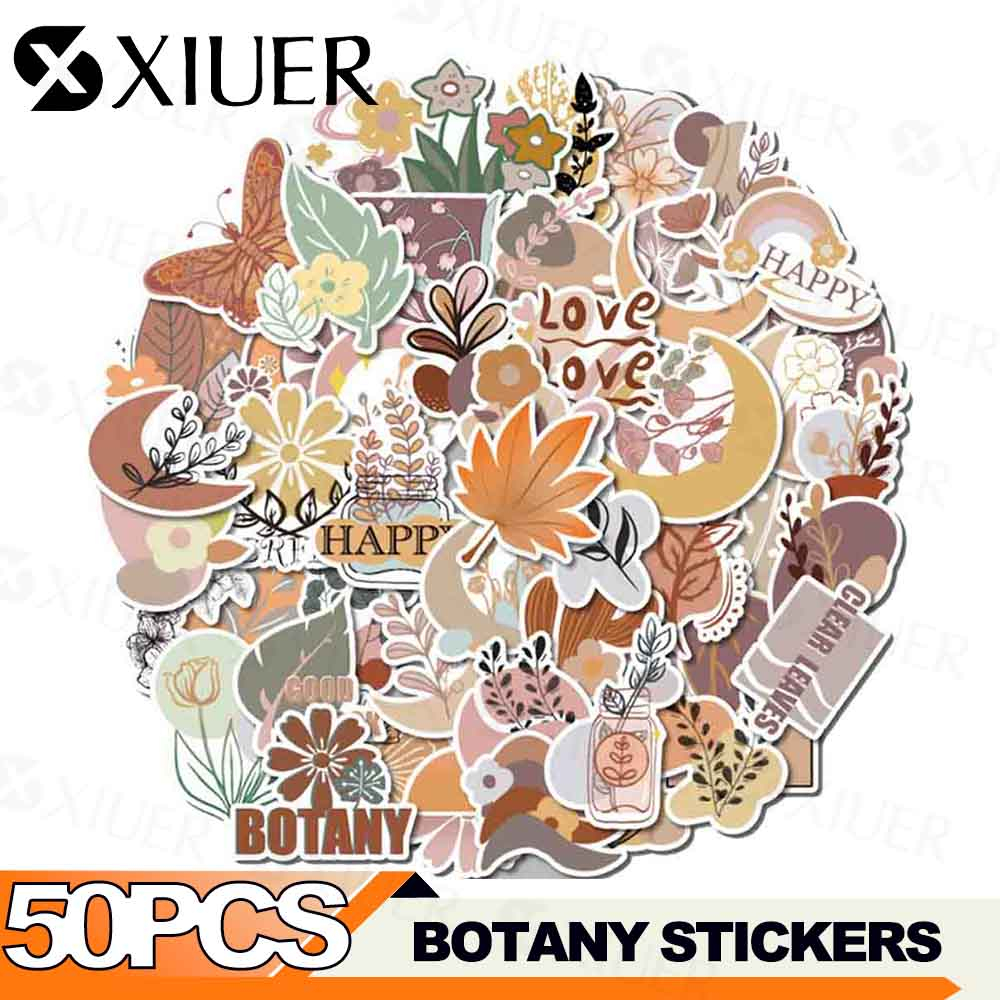 50PCS Green Plant Stickers Botany Potted Plant Floral Decals Stickers ...