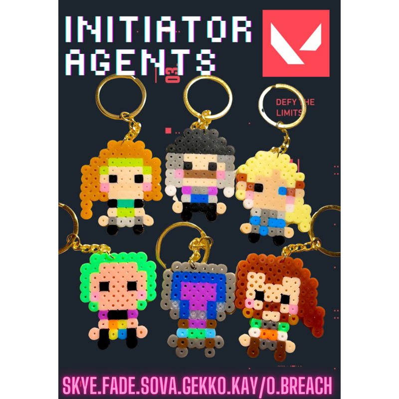 Valorant Inspired Pixel Keychains Perler Handmade Beads Skye Fade Sova ...