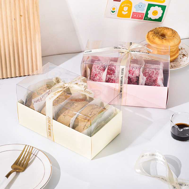 [COD] Cute Korean Dessert Cake Box Pastel Color with Clear Lid (5pcs, 2 ...