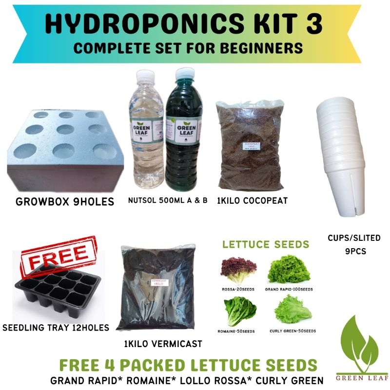 HYDROPONICS COMPLETE KIT 3 - Growbox with Manual and Lettuce Seeds ...