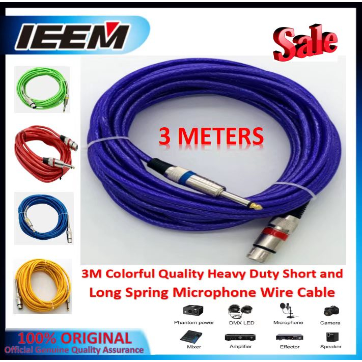 FTstar 3M/5M/10M Colorful Quality Heavy Duty Short and Long Spring Microphone Wire Cables ...