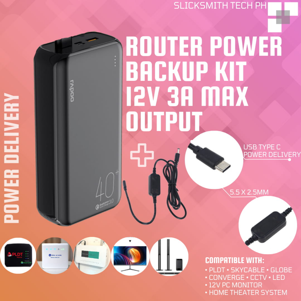 Powerbank to Router Power Delivery Bundle | 12V 3A Max Power Output ...