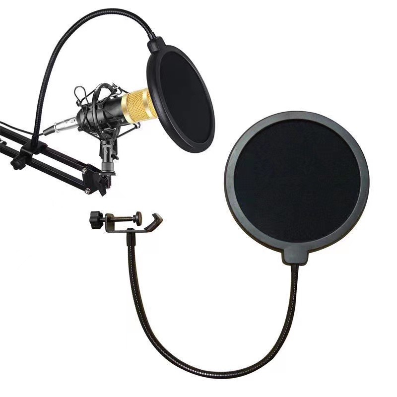 Pop Filter Round Shape Microphone Studio with Stand Clip | Shopee ...