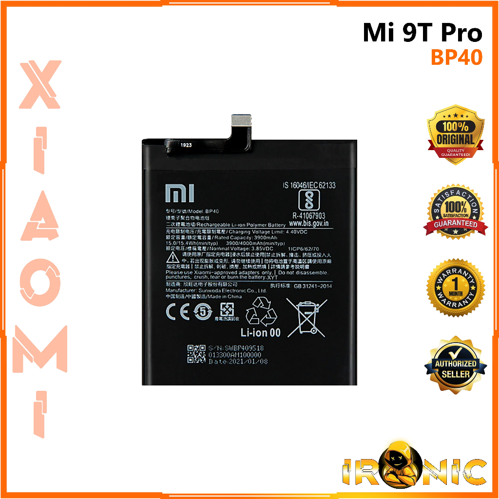 Xiaomi Mi 9T Pro Battery Model BP40 Original Equipment Manufacturer ...