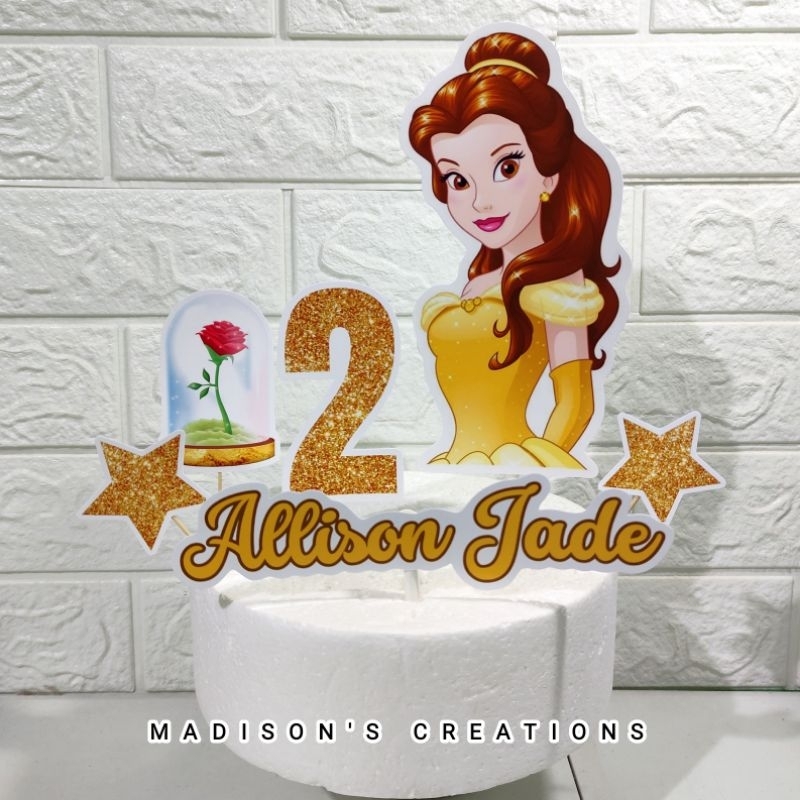 Belle Beauty & Beast Party Cake Topper/Banner, Backdrop Set(Personalize ...