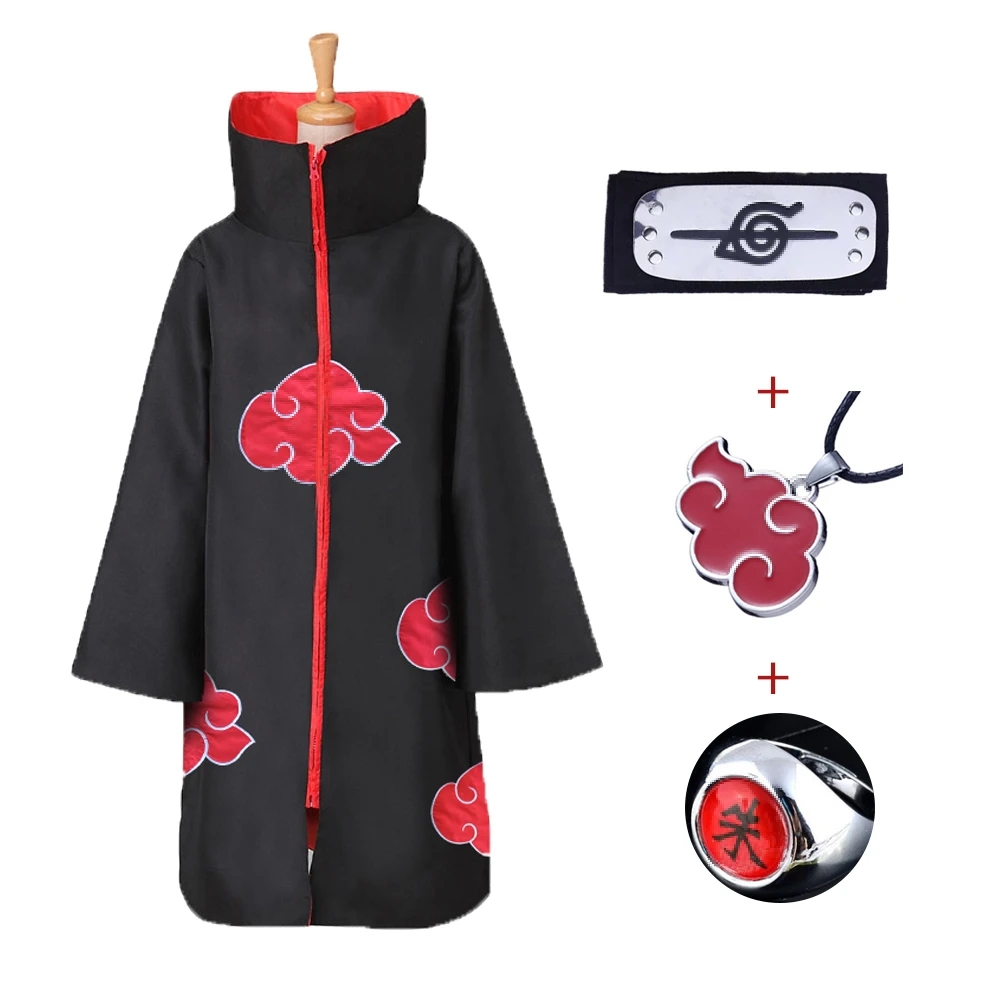The Cloak of Akatsuki and Uchiha Clan Unisex Black Robe Halloween Party ...