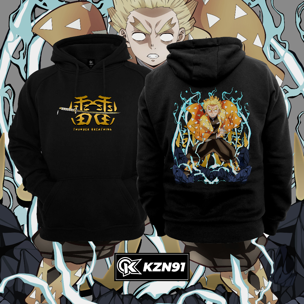 Demon Slayer Zenitsu Agatsuma Thunder Breathing Anime Hoodie Jacket ...