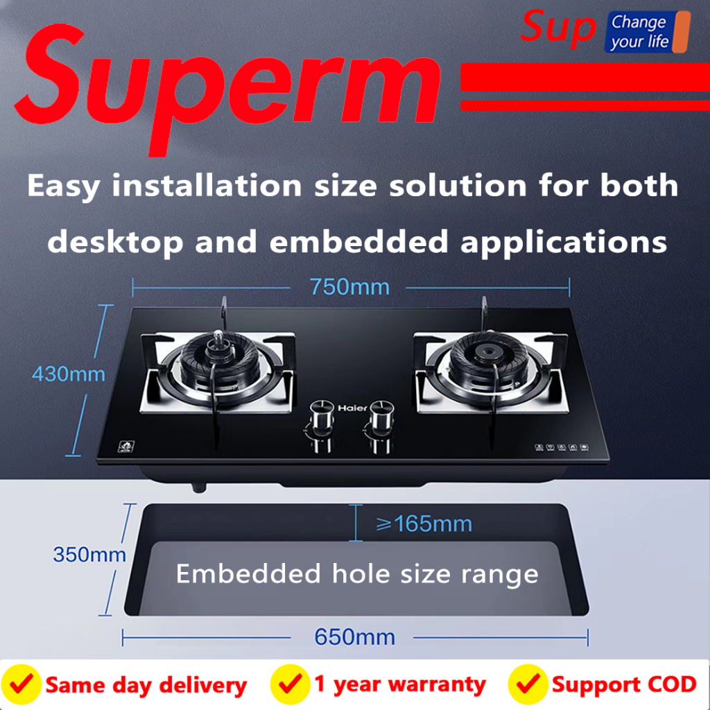 Built-in double-burner gas stove household Automatic With hobbing and ...