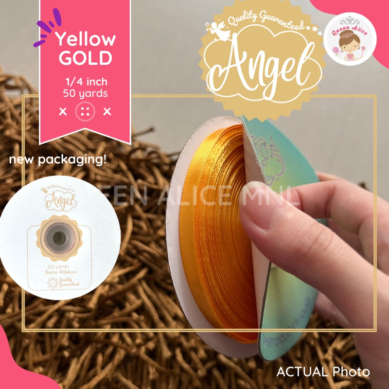 ANGEL Satin Ribbon Double Edge 1/4 inch 50yds (QUALITY) | Shopee ...