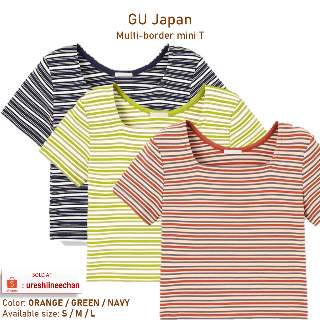 GU Japan Multi-border mini T | Shopee Philippines