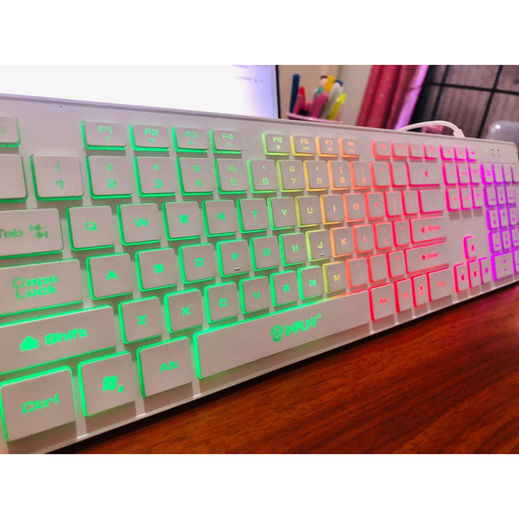 INPLAY Kb066 Usb Wired Rgb Smooth Touch Silent Keyboard Black White For ...