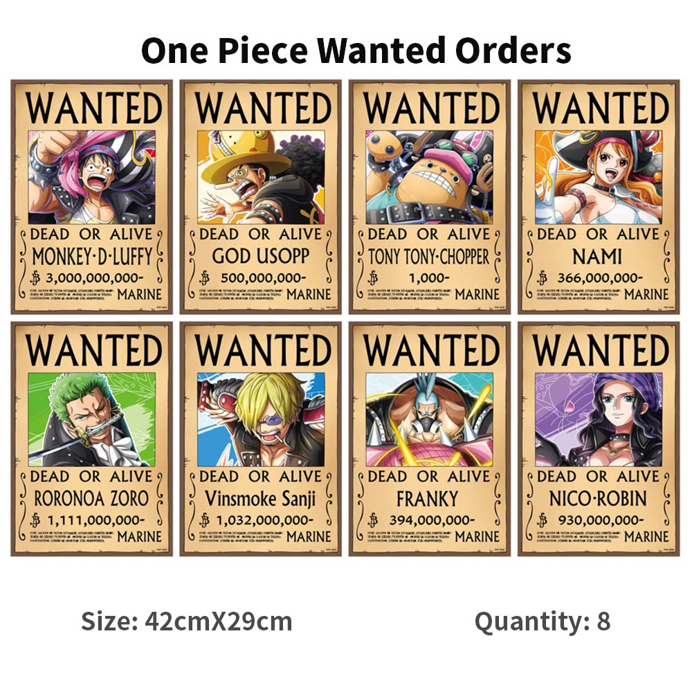 24pcs One Piece Poster One Piece Wanted Poster Set Anime Poster Wall ...