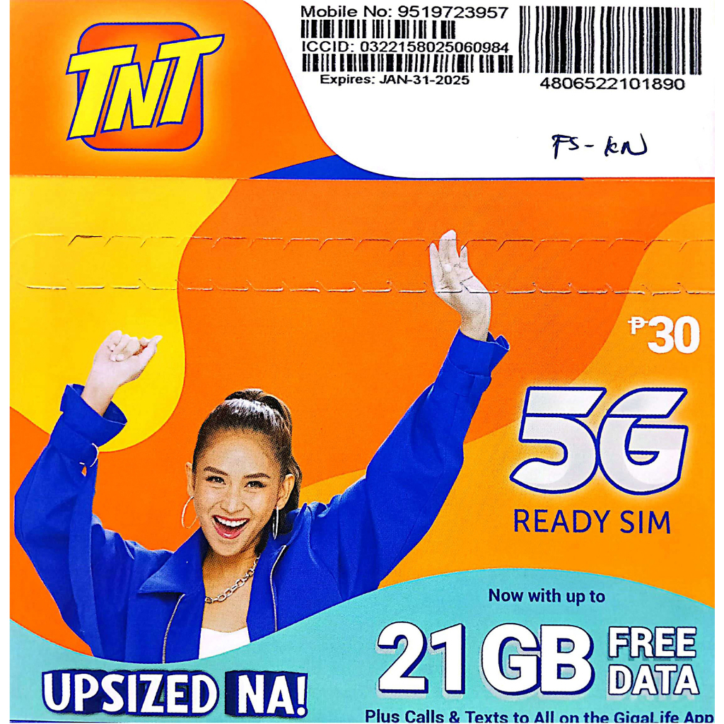 TNT / Smart 5G Sim card Fresh and Sealed Brand new Talk n Text upsized ...