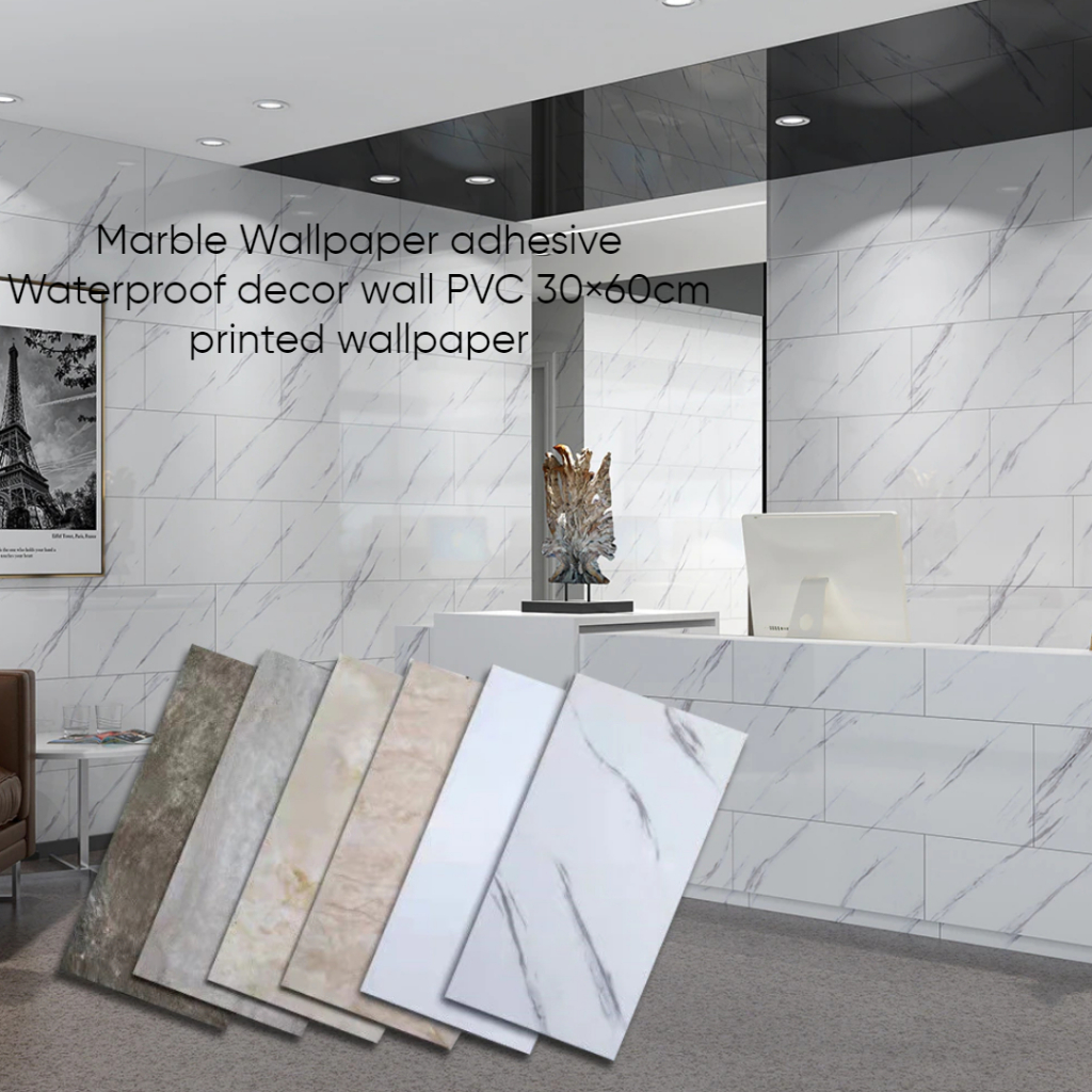 Marble Wallpaper adhesive Waterproof decor wall PVC 30×60cm printed ...