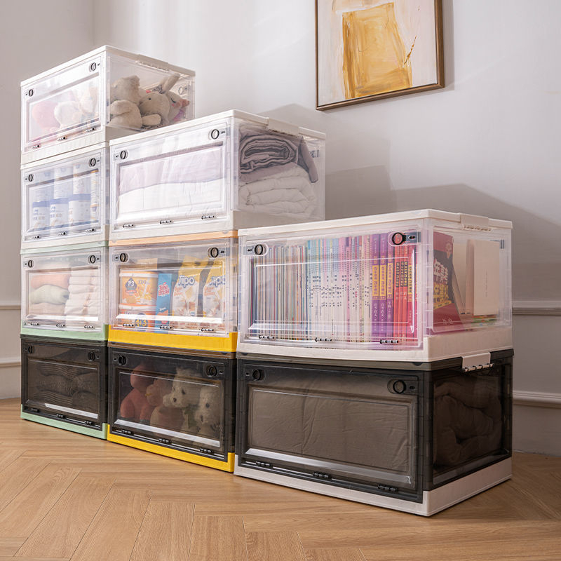 121L Clear Plastic Foldable Storage Box Collapsible Stackable Storage ...