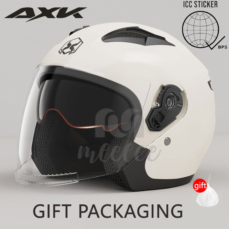 AXK Open Face Motorcycle Half Helmet With Sun Mirror | Shopee Philippines