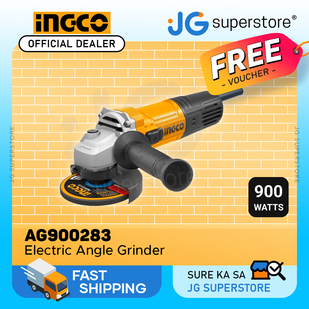 INGCO 900W Electric Angle Grinder w/ 4" Disc Diameter M10 Spindle ...