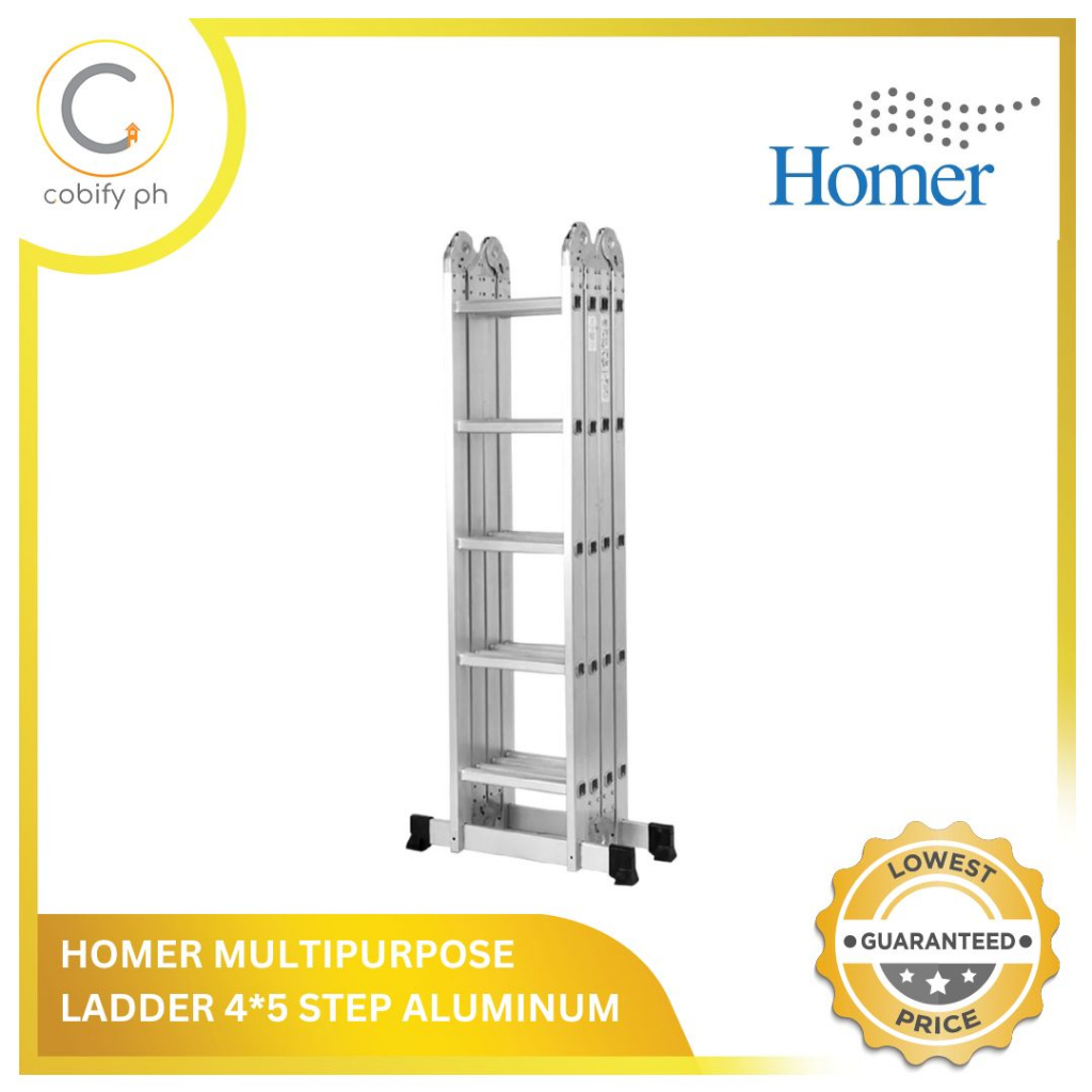 HOMER Aluminum Multipurpose Ladder 4 Folds 5 Steps 150kg Capacity ...