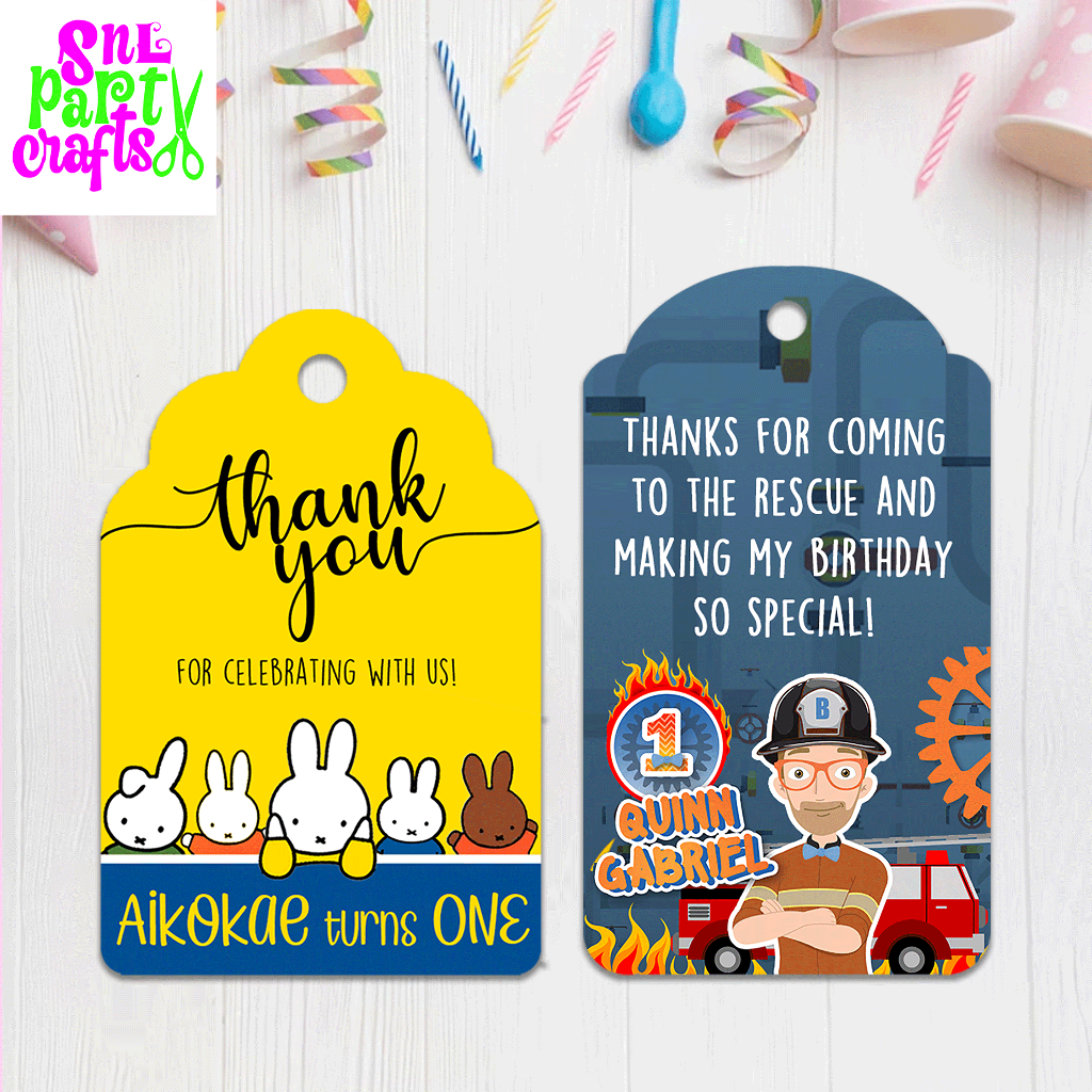 Customized Thank you Tag Minimum 20pcs Birthday giveaways souvenir tags ...