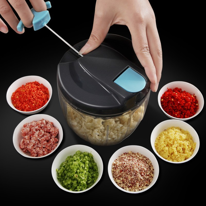 Garlic Cutting Peppers Puree Cooking Machine Hand Chopper Manual Rope ...