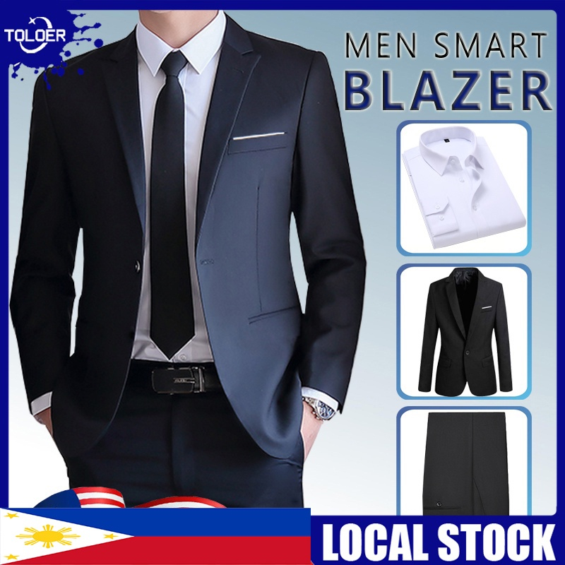Men blazer set formal trousers shirt business jacket suit office ...