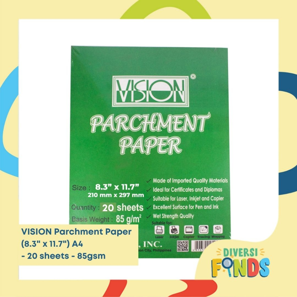 5packs or 100 pcs or 250pcs per pack Vision Parchment Paper A4 Size ...